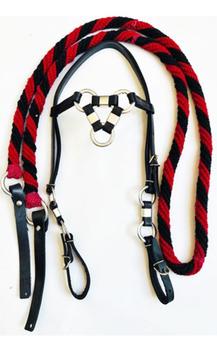 Cabeçada Couro Legítimo + Redea Lã Grossa Muares Mula - selaria forte ...