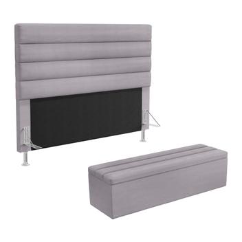 Cabeceira Atlas e Calçadeira Baú Ursa 140 para Cama de Casal N-023 ...