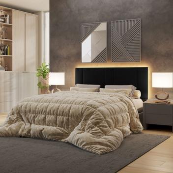 Cabeceira Estofada Cama Casal Queen Size LED Star 160 cm - Black House ...