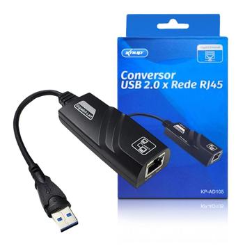 Cabo Adaptador Entrada Rede RJ45 X Saida USB 2.0 KP-AD105 Knup ...