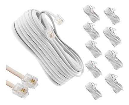 Cabo de Telefone RJ11 1,50 Metros Branco 10 Unidades - SOLUCAO ...