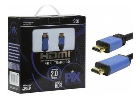 Cabo Hdmi 20 Metros 2.0 4k Ultrahd 3d Premium Chip Sce - Pix - Cabo ...