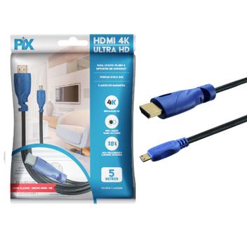 Cabo micro hdmi - micro hdmi X hdmi 2.0 4K hdr 19P 5M - PIX - Cabo HDMI ...