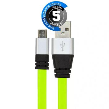 Cabo Micro Usb Flat Celular De Silicone Verde - Kit Com 5 - Cirilo ...
