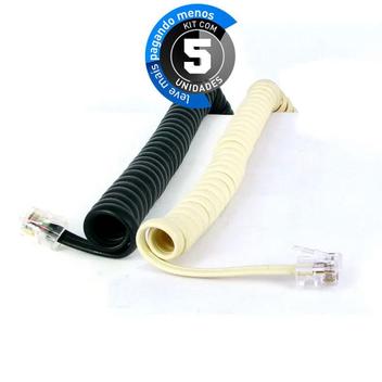 Cabo Para Telefonia Espiral Preto - 2 Metros - Kit Com 5 - Cirilo Cabos ...