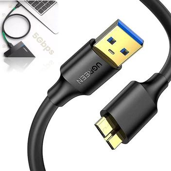 Cabo USB 3.0 para Micro USB Tipo B SATA HD Externo Ugreen 50cm Preto ...