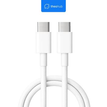 Cabo USBC para USBC Nylon Trançado 1m 60W Branco Carregamento Rápido ...