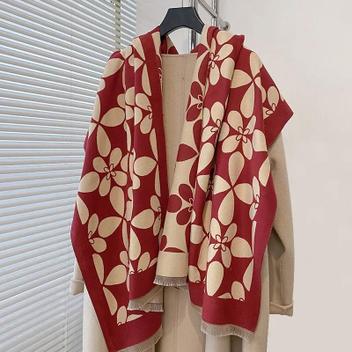 Cachecol De Caxemira Jacquard Elegante Para Senhoras, Inverno Grosso E ...