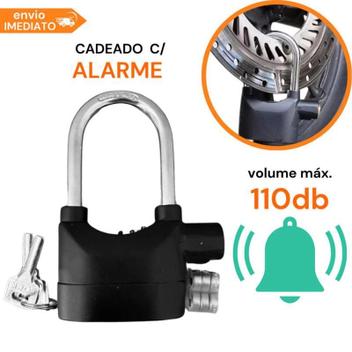 Cadeado Chave Em Aço Inox, Alarme Sonoro, Lock Alarm, Preto - Cadeados ...