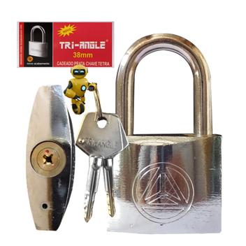Cadeado Medio 50mm Triangle Chave Tetra Robusto Corpo Haste Inox ...