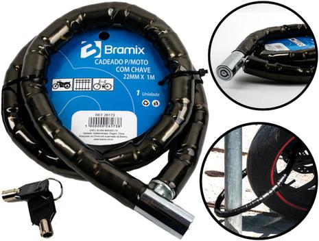 Cadeado Para Moto Com Chave Trava De Segurança Articulada Anti Furto ...