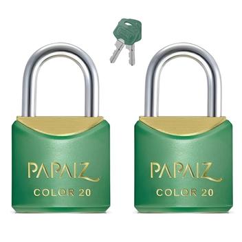 Cadeado Pequeno 20mm Haste Curta Latão Maciço Verde Com Chave Papaiz ...