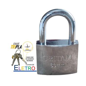Cadeado Tritan Grande 63mm resistente reforçado Antifurto Com Chave ...