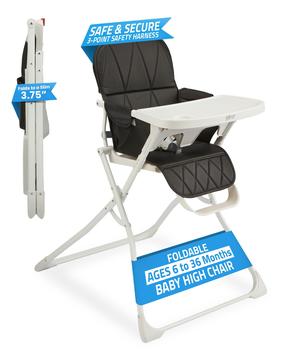 Cadeira alta Primo PopUp dobrável preta para bebês de 6 a 36 meses ...