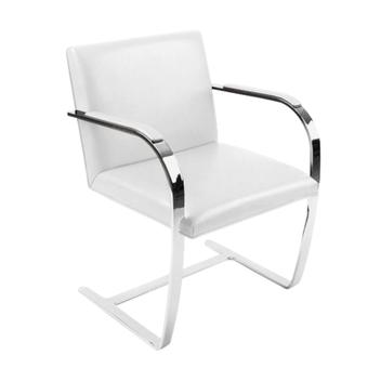 Cadeira Brno Couro Natural Branco Barra Chata Cromada - AL MOVEIS ...