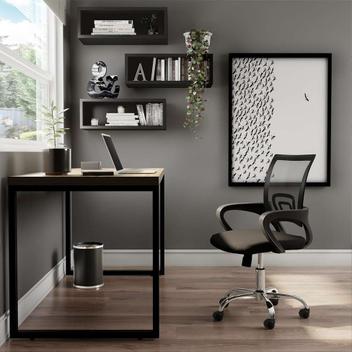 Cadeira de Escritório Secretária Giratória Sharon Preta - Mobly ...