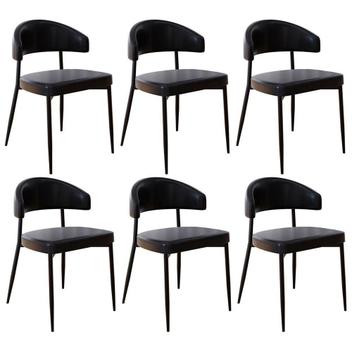 Cadeira De Jantar Estofada Kit 6 Chloe M25 Sintético Preto - Mpozenato ...