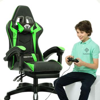 Cadeira Gamer Ergonômica Reclinavél Escritório Giratória Verde - Python ...