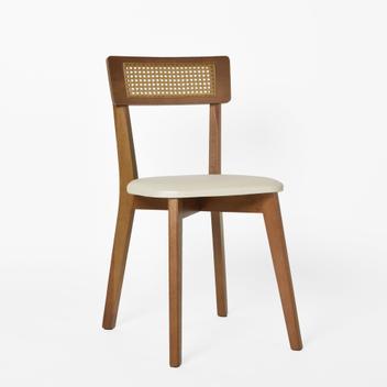 Cadeira Luna Madeira Maciça Encosto c/ Telinha e Assento Estofado ...