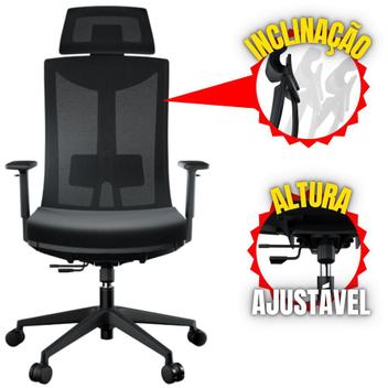 Cadeira Para Escritório Ergonômica com Apoio Lombar Ajuste de Altura ...
