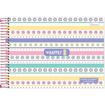 Caderno desenho cartografia capa Dura 80 folhas Happily Cardesil ...