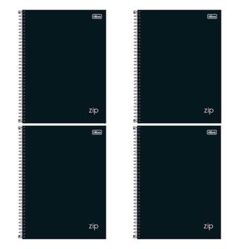 Caderno Espiral Universitário Zip 80 Folhas Preto 4 Unidades - Tilibra ...