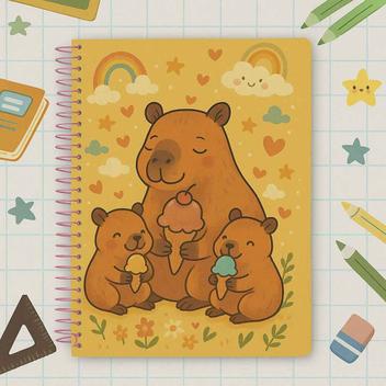 Caderno Grande Capa Dura 10 Matérias Capivara Mood - Smart - Caderno ...