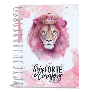Caderno P Capa MDF Leão Rosa Seja forte e corajosa 100F - LARANJA E ...