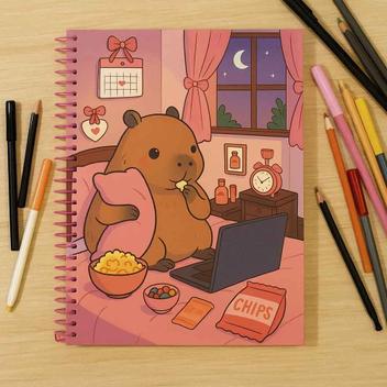 Caderno Universitário Capa Dura 1 Matéria Capivara Mood 80 folhas ...
