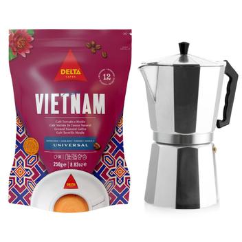 Café Gourmet Torrado/Moido Delta Q + Cafeteira Italiana - Cafeteira ...