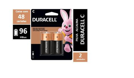 Caixa 96 Pilhas Alcalinas C Média Duracell (48x2 Un.) - Pilhas ...