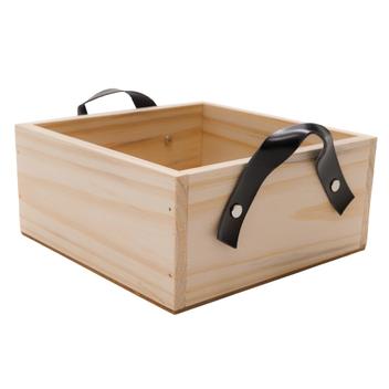 Caixa Box Madeira crua com Alças de Couro caixote - Coisas da Flávia ...