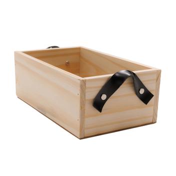 Caixa Box Madeira crua com Alças de Couro caixote - Coisas da Flávia ...