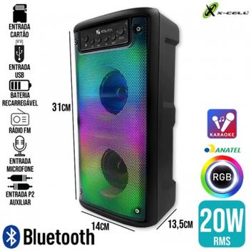 Caixa de Som Bluetooth 20W RGB KTS1711 XCell Preta - Caixas de Som ...