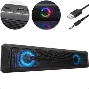 Caixa de Som Soundbar USB e P2 Led RGB Para TV PC e Notebook - Knup - Soundbar - Magazine Luiza