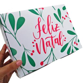Caixa Kit Presente Folhas de Natal (24 x 18 x 8 cm) - 50 unidades ...