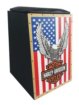 Cajon Jaguar K2 Pro Eletro Acústico Inclinado modelo Harley Davidson - Jaguar Percussion - Cajon ...