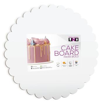 Cake Board 28cm Prato de Bolo e Confeitaria Borda Ondulado Em Mdf de ...