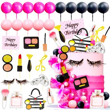 Cake Topper JeVenis Glamour Makeup Spa Birthday Party Pink - Topo de ...