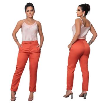 Calça Alfaiataria Feminina Com Cinto Fino Forrado R128 - Style Store ...