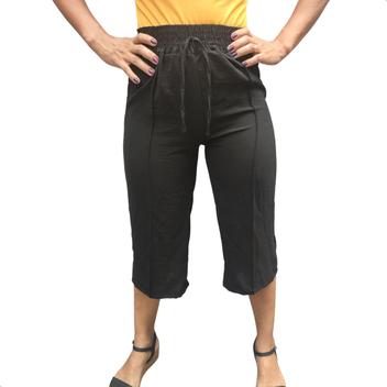 Calça Feminina Pantacourt Capri Wide Leg Tecido Duna M G GG - Moda ...