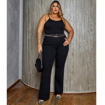 Calça Flare Preta, Feminina, Plus Size - Blubetty Jeans - Calça Plus ...