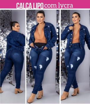 Calça Jeans Com Cinta Modeladora Plus Size Lycra Feminina - Tan Jeans ...
