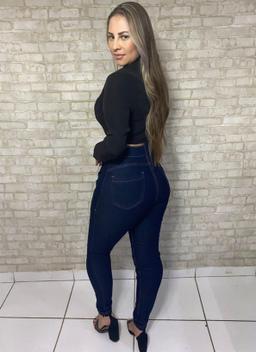 Calça jeans feminina com botões com elastano - Everest Model - Calça ...