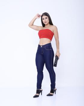 Calça jeans Feminina Escura Skynni Cos Alto - Mania do Jeans - Calça ...