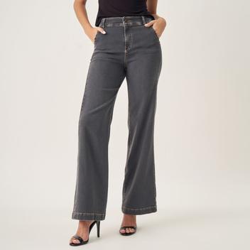 Calça Jeans Wide Bolso Faca Cintura Alta - Bloom - Calça Jeans Feminina ...