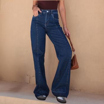 Calça Jeans Wide Leg Com Recorte Feminina Revanche Bostra - Revanche ...