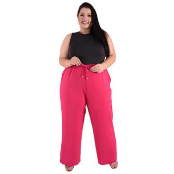 Calça Plus Size Estilo Pantalona Feminina Cintura Alta Dunas Tendencia ...