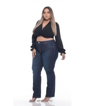 Calça Reta Cintura Alta Plus Size Fact Jeans L042 - Calça Plus Size ...
