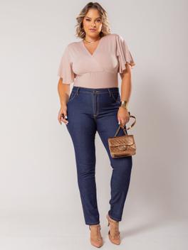 Calça Skinny Carbono Plus Size Cintura Alta Empina Bumbum E Elastano ...